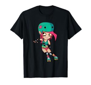 funny roller derby girl 70s 80s skating skater women gifts t-shirt