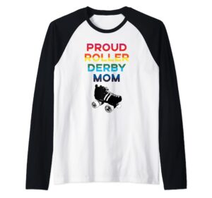 proud roller derby mom pride raglan baseball tee