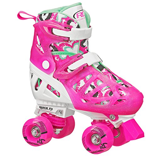 Roller Derby Trac Star Girl’s Adjustable Roller Skates with Protective Gear, Adjustable Sizing, Tri-Pack Protective Gear Included