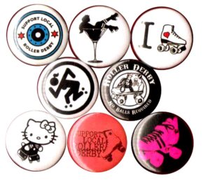 roller derby 8 new 1" inch (25mm) button pin badge support local heart love girl riot grrrl