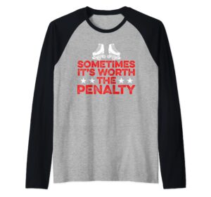 roller derby player penalty skating team raglan baseball tee