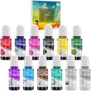 alcohol ink set - 12 vibrant colors alcohol-based ink for epoxy resin art, resin petri dish making - concentrated alcohol paint color dye for resin painting, tumbler, coaster, yupo - 10ml/.35oz each