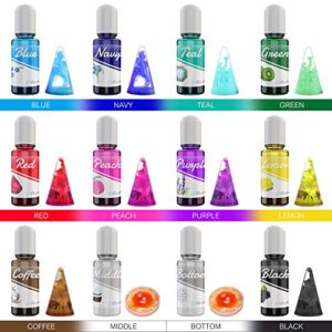 Alcohol Ink Set - 12 Vibrant Colors Alcohol-Based Ink for Epoxy Resin Art, Resin Petri Dish Making - Concentrated Alcohol Paint Color Dye for Resin Painting, Tumbler, Coaster, Yupo - 10ml/.35oz Each