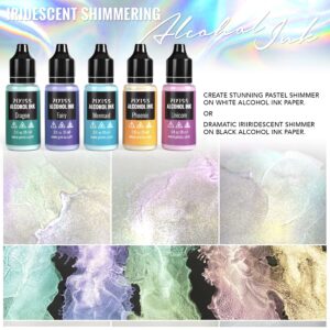 Pixiss Iridescent Color Changing Alcohol Ink Set - 5 Shades of Alcohol Ink for Epoxy Resin Supplies, Yupo Paper, Tumblers, Coasters - Resin Colorant for Epoxy Resin and Resin Art Supplies