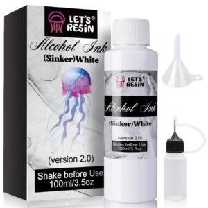 let's resin white alcohol ink for epoxy resin, upgraded white alcohol ink 3.5oz/100ml, alcohol-based resin ink, white resin pigment for resin petri, tumblers, painting, resin art