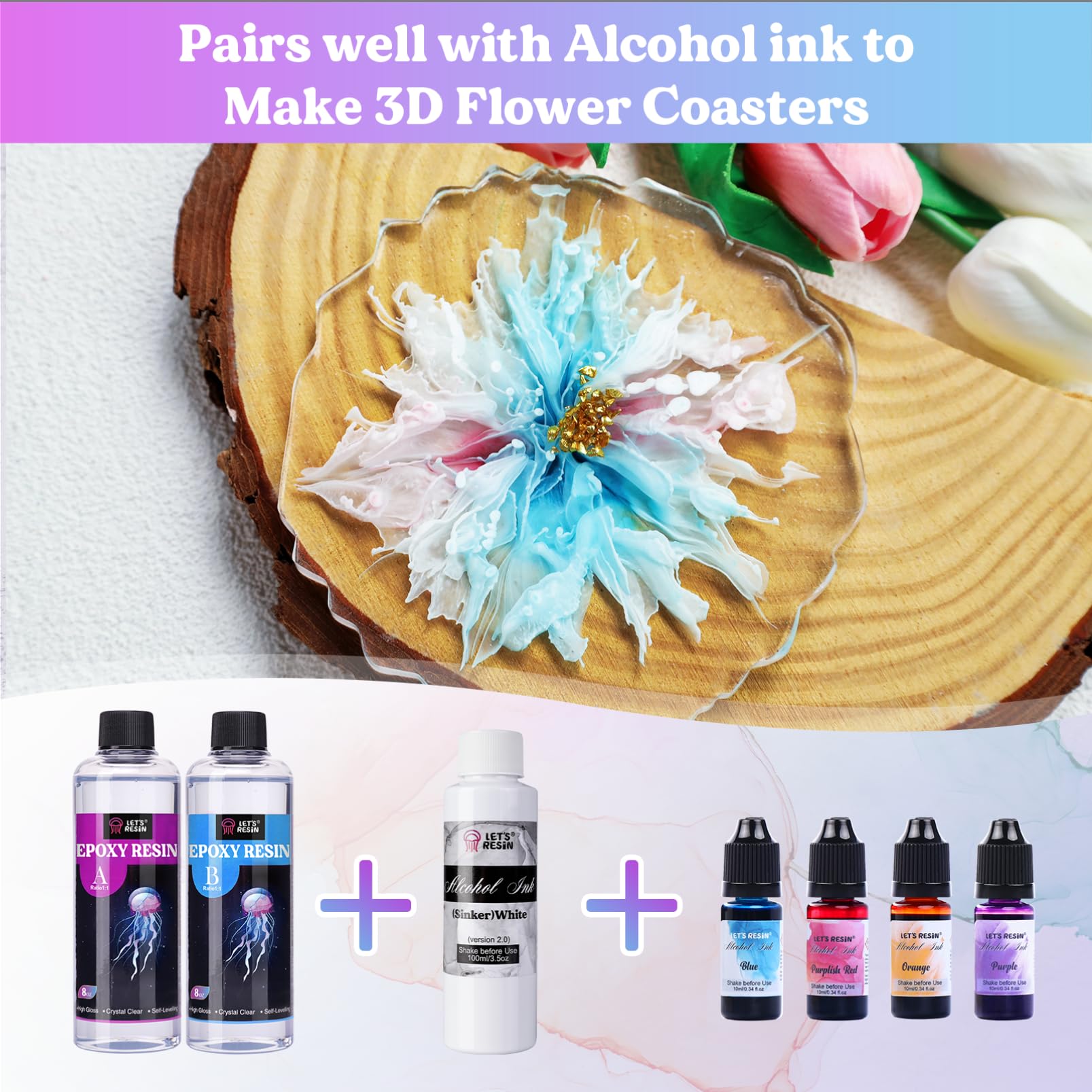 LET'S RESIN White Alcohol Ink for Epoxy Resin, Upgraded White Alcohol Ink 3.5oz/100ml, Alcohol-Based Resin Ink, White Resin Pigment for Resin Petri, Tumblers, Painting, Resin Art