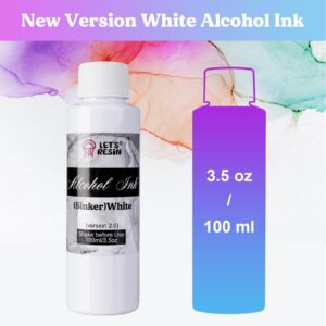 LET'S RESIN White Alcohol Ink for Epoxy Resin, Upgraded White Alcohol Ink 3.5oz/100ml, Alcohol-Based Resin Ink, White Resin Pigment for Resin Petri, Tumblers, Painting, Resin Art