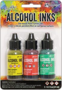 ranger key west-dandelion/coral/pistachio tim holtz alcohol ink .5oz 3/pkg