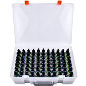 alcohol ink storage organizer carrying case, holds 77pcs 0.35oz, 0.5oz bottles of alcohol ink set/ for stickles glitter glue/ for glossy accents/ for reinkers, paint travel box container (case only)