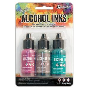 ranger tim holtz alcohol ink .5oz 3/pkg, valley trail-raspberry/pebble/clover, 5.75 x 3.88 x 1