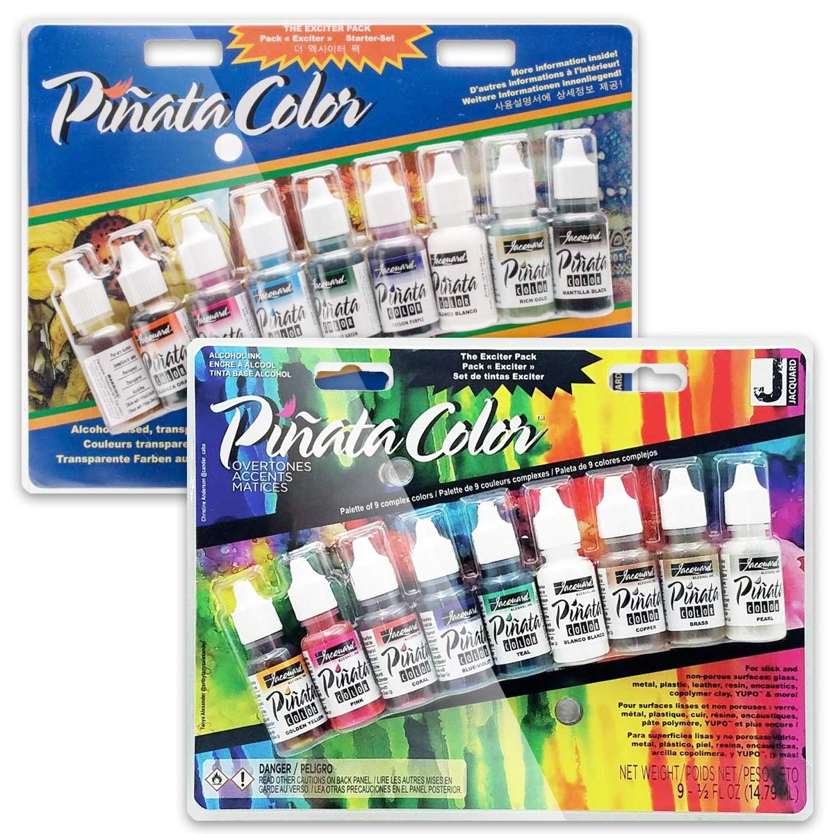 Jacquard Pinata 2-Pack Bundle - Jacquard Pinata Overtones Exciter Pack & Jacquard Pinata Color Exciter Pack, Pixiss Alcohol Ink Blending Tools