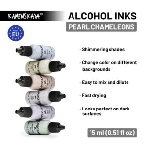 KAMENSKAYA Pearl Alcohol Ink Set - 6 Alcohol Inks, 0.51 fl oz (15 ml) Each