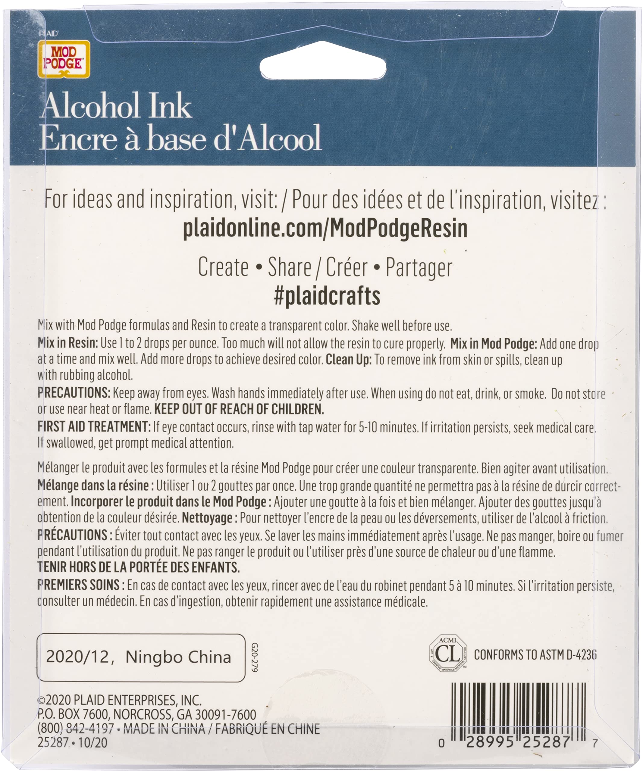 Mod Podge, Galaxy Alcohol Set of 2 .67 fl oz / 20 ml Kit, DIY Epoxy Resin Ink Supplies for Arts and Crafts, 25287