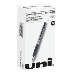 uni-ball 207 mechanical pencil, 0.7mm, hb #2, black barrel, 12 count