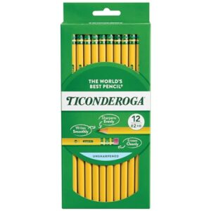 ticonderoga wood-cased pencils, unsharpened, 2 hb soft, yellow, 12 count