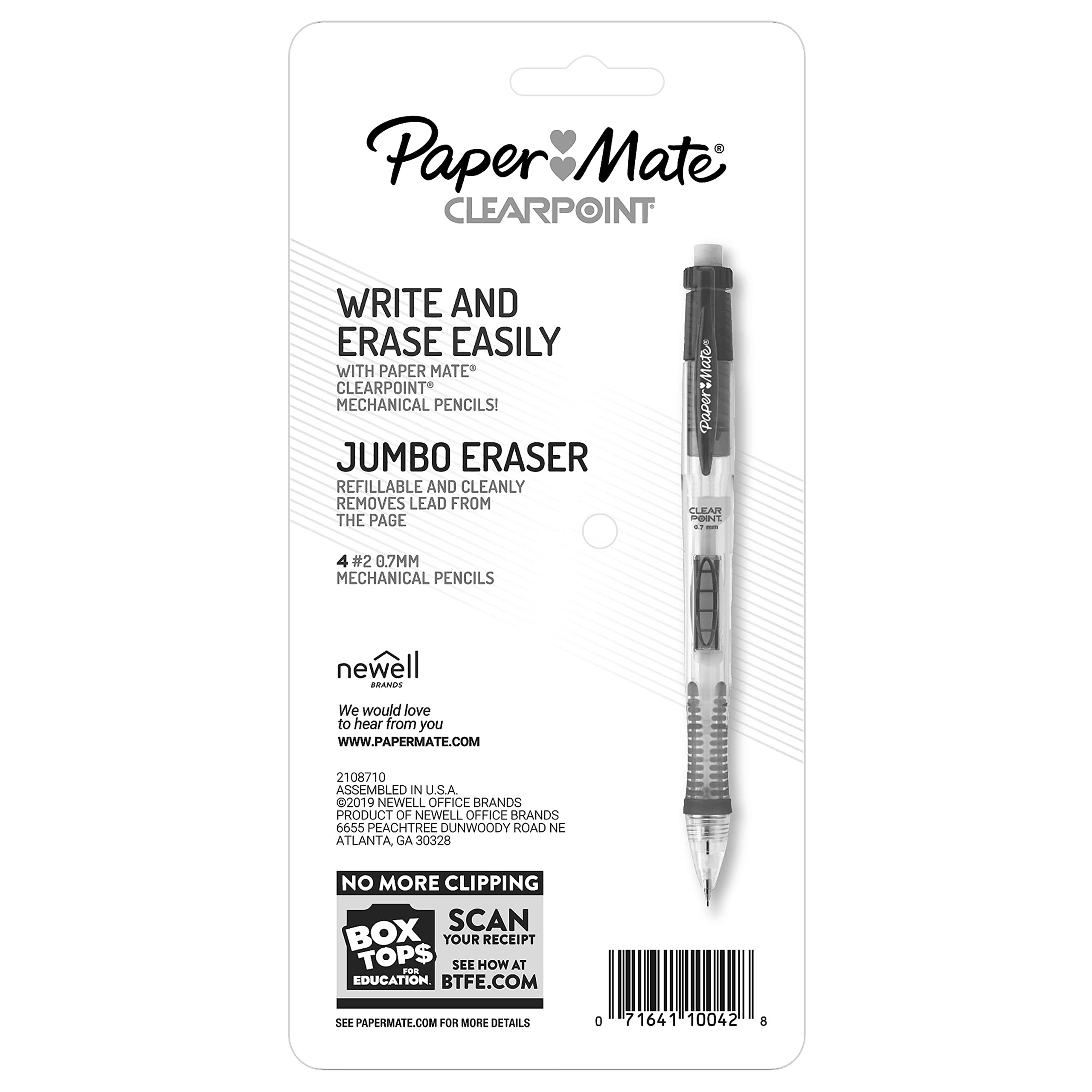 Paper Mate Clearpoint Mechanical Pencils 0.7mm, HB #2 Pencil Set, Art Supplies, Teacher Supplies, Sketching Pencils, Drafting Pencils, College School Supplies, Black Barrels, 4 Count