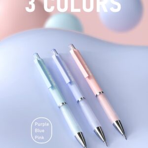 Nicpro 3PCS Pastel Mechanical Pencil Set, 0.9 Mechanical Pencil with 6 Tubes HB Lead 0.9mm, 3PCS Eraser & 9PCS Eraser Refill, Cute School Supplies for Writing, Sketching, Drafting-With Case