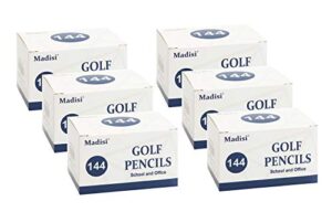 madisi golf pencils, 2 hb half pencils, 3.5" mini pencils, pre-sharpened, 6 boxes, 864 count