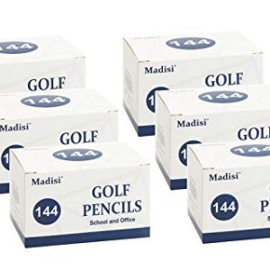 Madisi Golf Pencils, 2 HB Half Pencils, 3.5" Mini Pencils, Pre-Sharpened, 6 Boxes, 864 Count