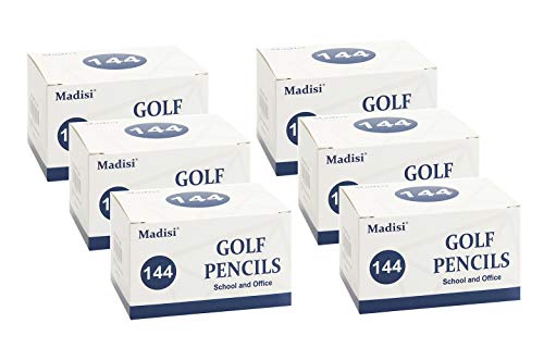 Madisi Golf Pencils, 2 HB Half Pencils, 3.5" Mini Pencils, Pre-Sharpened, 6 Boxes, 864 Count