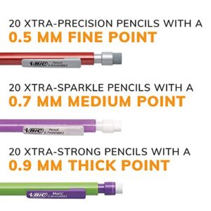 BIC Variety Pack, Assorted Sizes, 0.5mm, 0.7mm, 0.9mm, 60-Count, Refillable Design for Long-Lasting Use