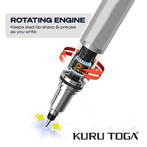 uni-ball Kuru Toga Mechanical Pencil with 0.7 mm Lead Refills & Pencil Erasers, HB #2