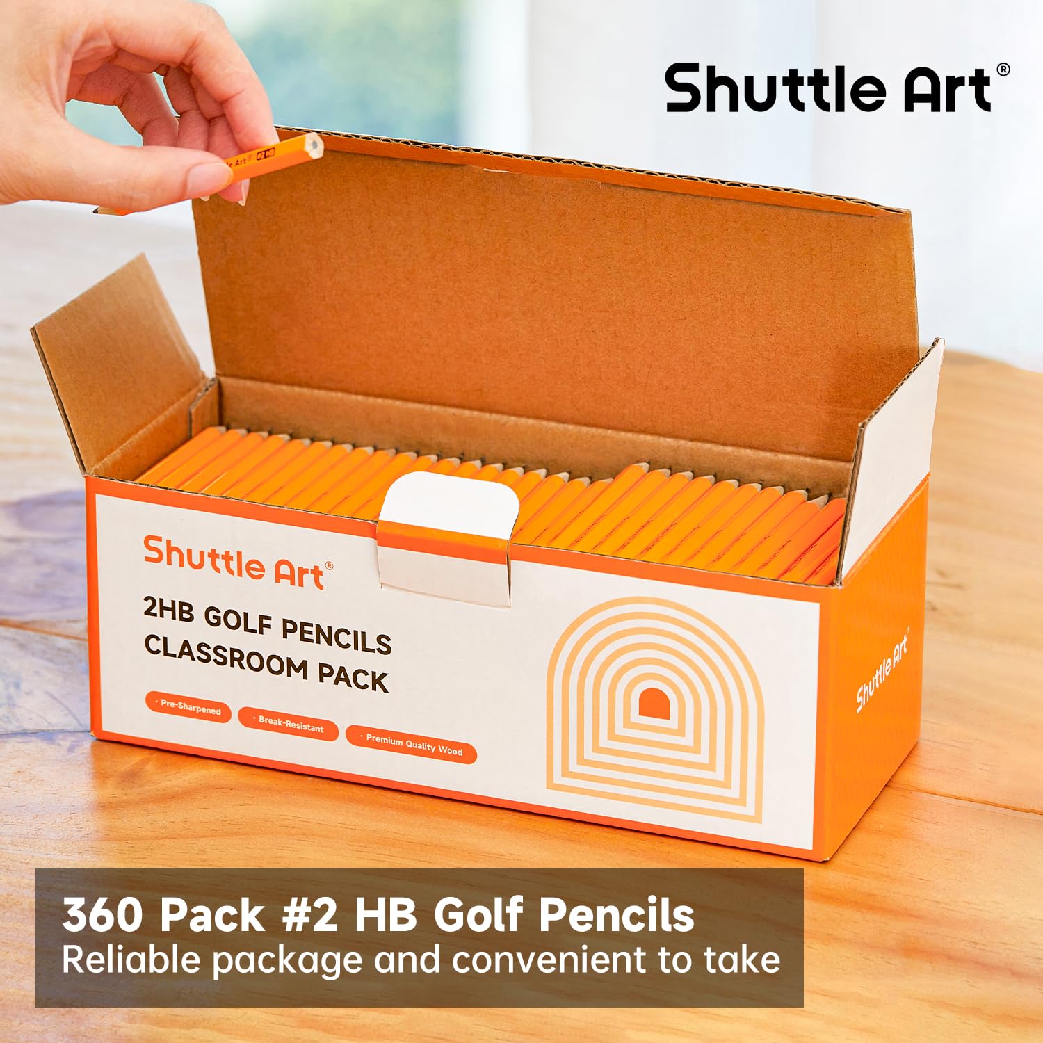 Shuttle Art 360 Pack #2 HB Golf Pencils, Wood-cased 3.5” Mini Pencils Bulk, Pre-sharpened Small Pencils for Kids Teachers Writing Marking Sketching, Classroom Essentials, Back to School Supplies