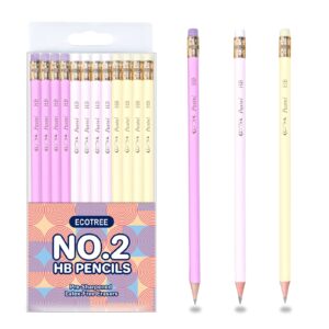 ecotree pencils #2 hb, pre-sharpened pencils with eraser cute pencils graphite pencils sketch pencils birthday pencils fun pencils for kids, adults, school, office 12 pack