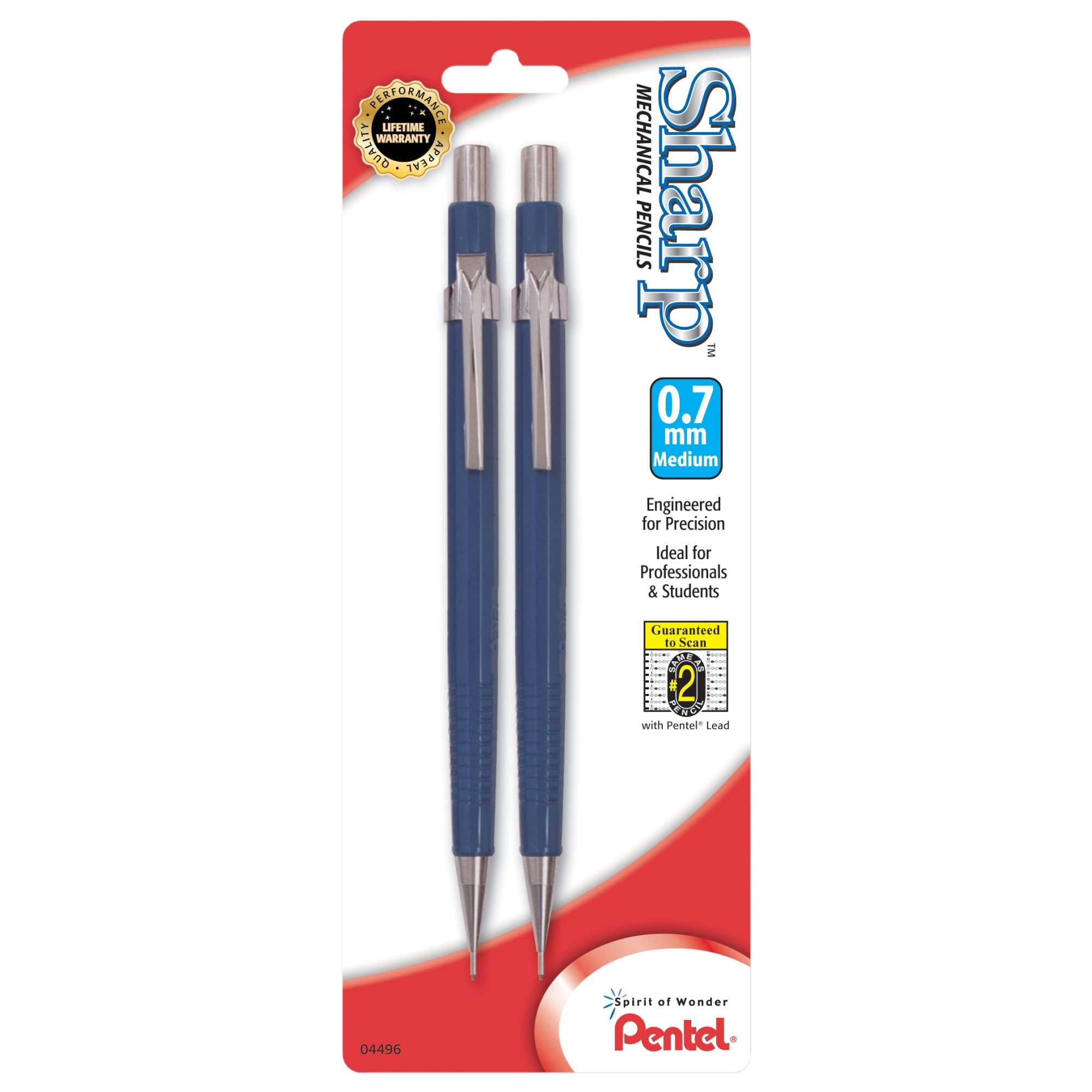 Pentel® Automatic Sharp™ Mechanical Pencils, 0.7 mm, Blue, Pack Of 2