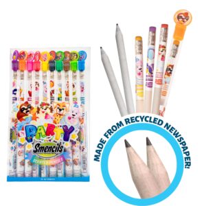 Party Smencils - Scented Graphite HB #2 Pencils made from Recycled Newspapers, 10 Count, Gifts for Kids, School Supplies