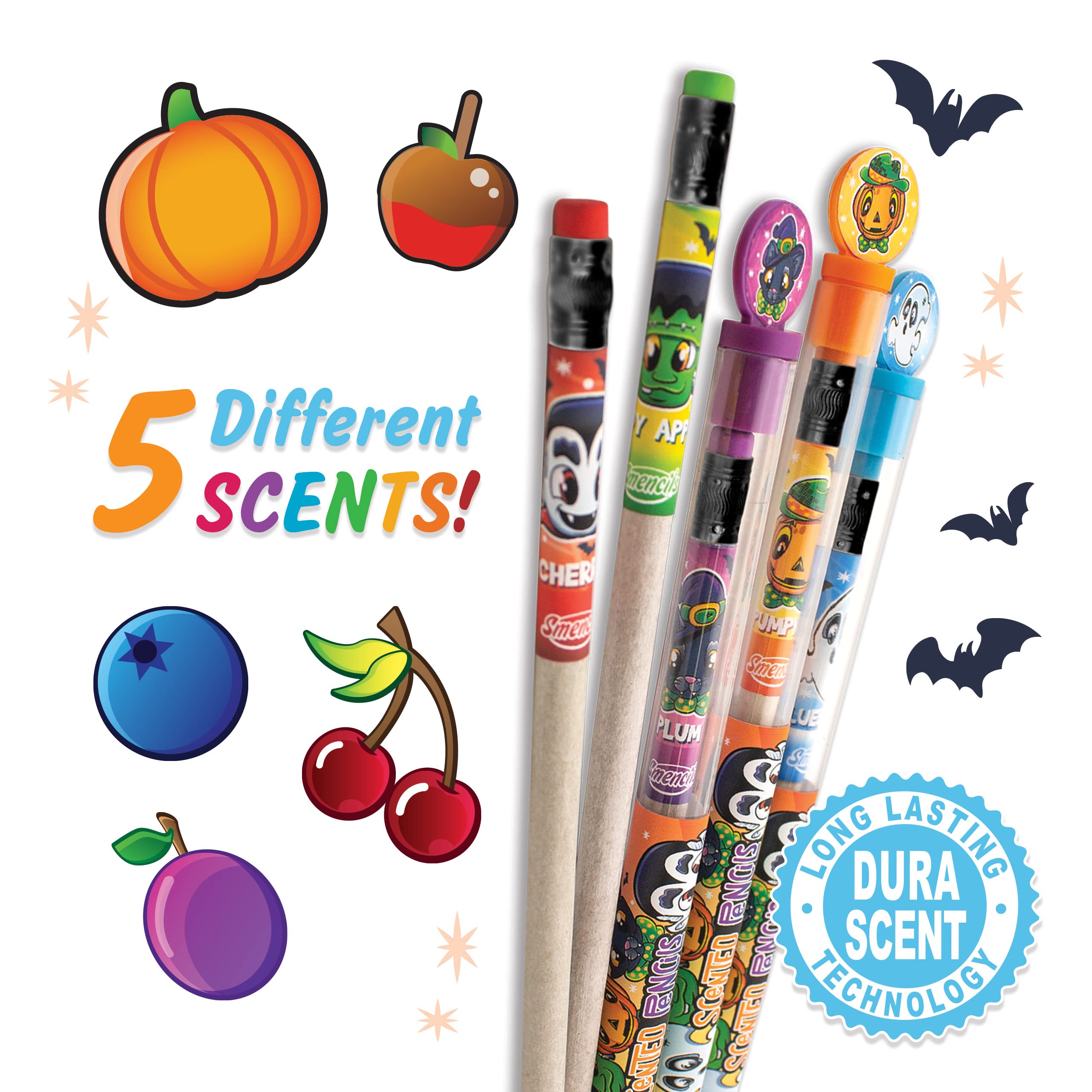 Halloween Smencils - HB #2 Scented Pencils, 5 Count, Gifts for Kids, School Supplies, Classroom Rewards