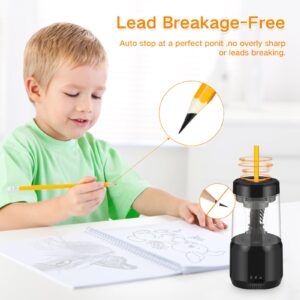 Electric Pencil Sharpener, 2000mAh Battery Operated Pencil Sharpener Electric Plug in for 6-8mm Pencils, Rechargeable Full Automatic Cordless Pencil Sharpener for Classroom Home Kid, Auto Stop, Fast