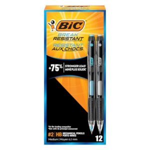 bic break-resistant mechanical pencils with erasers, no. 2 medium point (0.7mm), 12-count pack, perfect teacher appreciation gifts