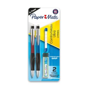 paper mate® comfortmate ultra™ mechanical pencil starter set, 0.7mm, hb lead, assorted barrel colors, pack of 2