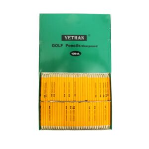 yethan golf pencils,3.5" pencils, half pencil, hexagon wooden pencils, pre sharpened pencils #2 hb 120 count/box for kids golf school office