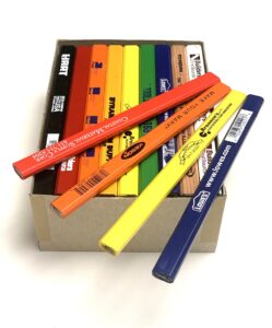 72 carpenter pencils | random mis printed mixed prints & solid discontinued colors | usa made, hard lead carpenter