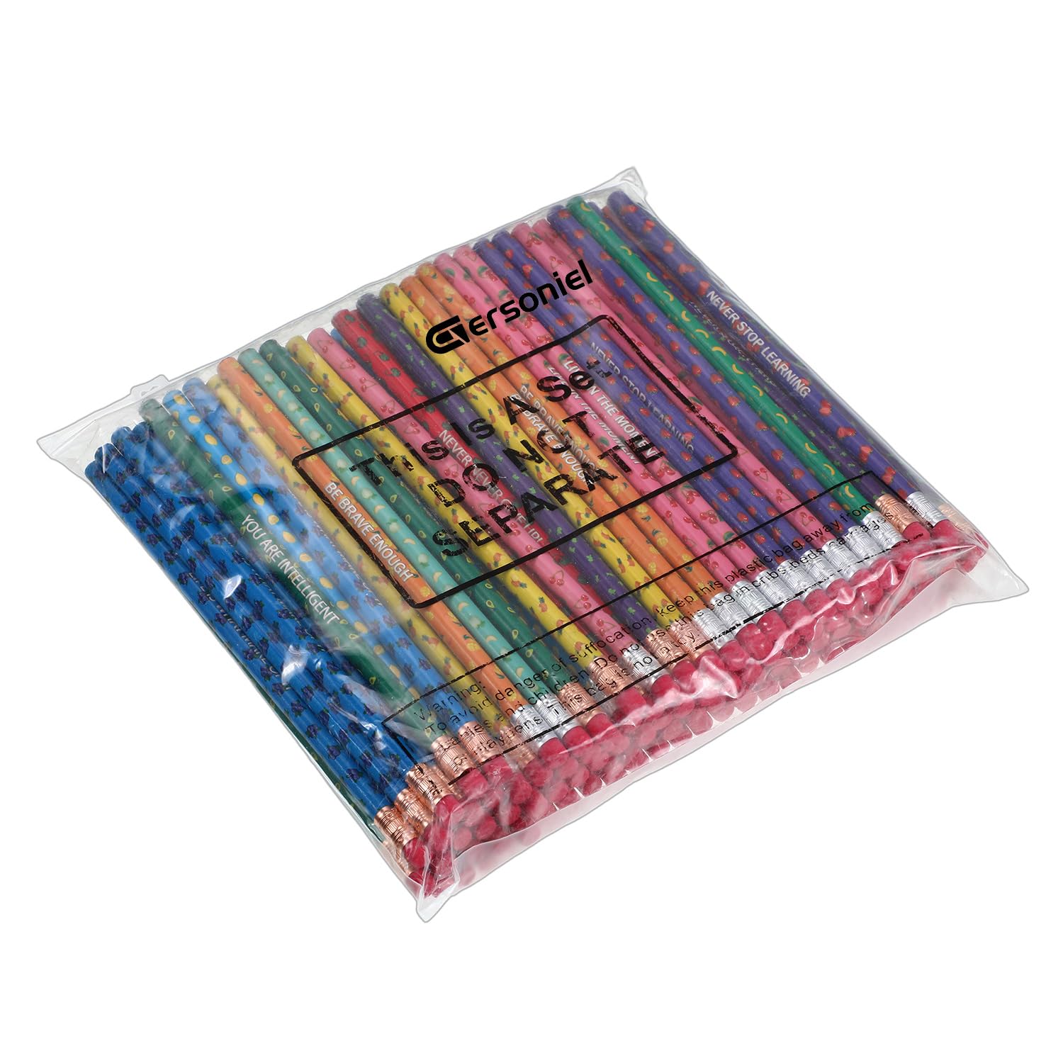 Scented Inspirational Motivational Pencils Student Colorful Fruit Pencils Cute Pencils with Eraser Wood Graphite Pencil for Girls Kids Boys School Students Gifts Supplies (120 Pcs)