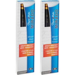 paper mate mirado black warrior woodcase pencil nontoxic , hb #2, black matte barrel, dozen, sold as 2 packs of 12, total of 24 each (pap2254)