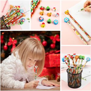 DIYASY Christmas Pencils for Kids Bulk, 50 Pcs Holiday Pencil with Erasers Xmas Wood Pencils Party Favor Supplies Classroom Rewards Prizes Stationery Decorations 10 Styles