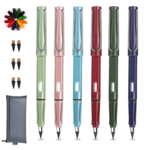 vanleonet 6 sets forever pencils with erase, inkless magic pencil, infinity reusable pencil,pencil that never everlasting pencil, endless pencil with 18pcs replacement pencil tips