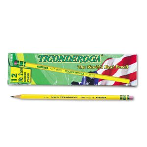 ticonderoga 13885 woodcase pencil, f #2.5, yellow, dozen