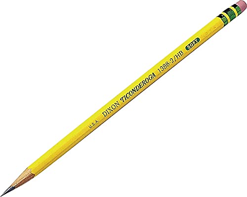 Ticonderoga 13885 Woodcase Pencil, F #2.5, Yellow, Dozen