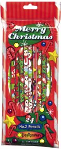 designway christmas themed pencils, 24-pack