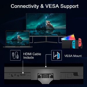 SANSUI 24 inch Monitor, IPS Display Computer Monitor with Built-in Speakers, 100Hz Monitor VESA Mount with DisplayPort HDMI VGA Inputs, FHD Monitor for Home Office (ES-24x3A HDMI Cable Included)