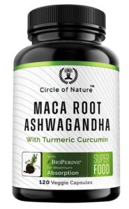 maca root 10,000 mg, ashwagandha 6000mg extract, capsules for men & women with turmeric curcumin and bioperine 120 capsules made in usa