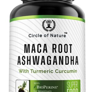 Maca Root 10,000 mg, Ashwagandha 6000mg Extract, Capsules for Men & Women with Turmeric Curcumin and Bioperine 120 Capsules Made in USA