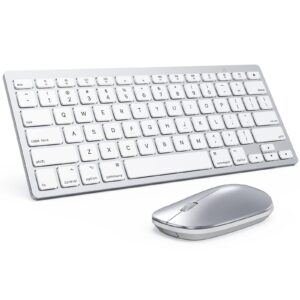 bluetooth keyboard and mouse for mac, omoton ultra-slim keyboard and mouse combo, wireless keyboard and mouse for macos, macbook pro/air, imac, mac mini, laptop and pc (silver)