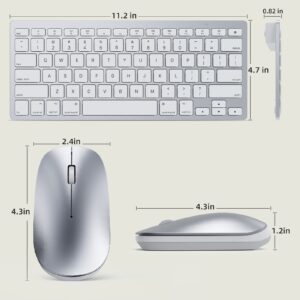 Bluetooth Keyboard and Mouse for Mac, OMOTON Ultra-Slim Keyboard and Mouse Combo, Wireless Keyboard and Mouse for MacOS, MacBook Pro/Air, iMac, Mac Mini, Laptop and PC (Silver)