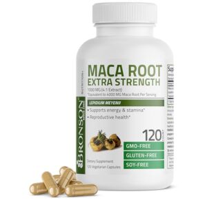 bronson maca root extra lepidium meyenii, non-gmo, 120 vegetarian capsules