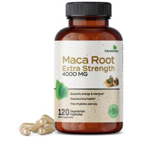 futurebiotics maca root extra strength 4000 mg supports energy, stamina & reproductive health, non-gmo, 120 vegetarian capsules